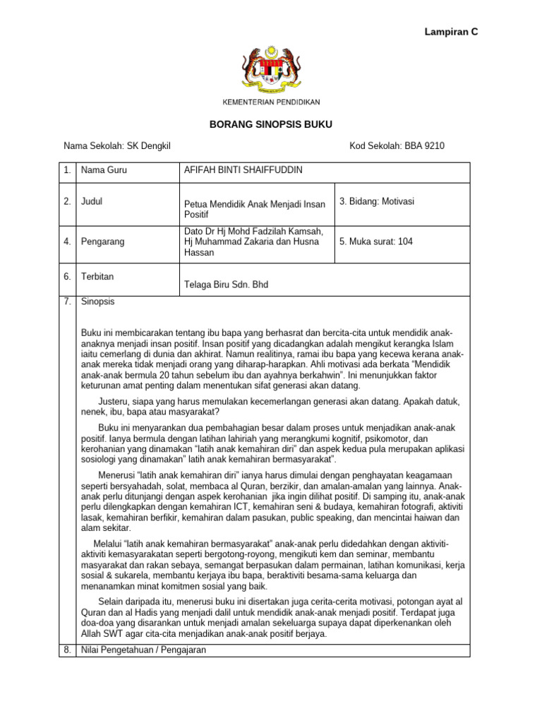 Sinopsis Buku 2024 | PDF