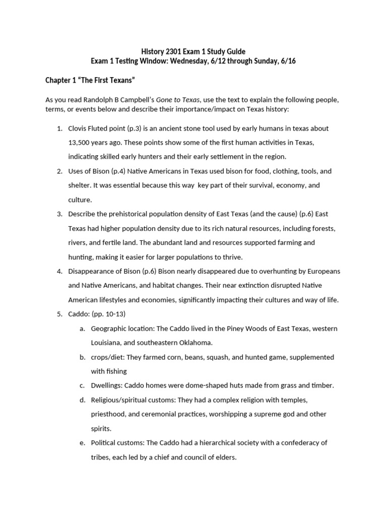 History 2301 Exam 1 Study Guide-1 | PDF History 2301 Exam 1 Study Guide-1 | PDF