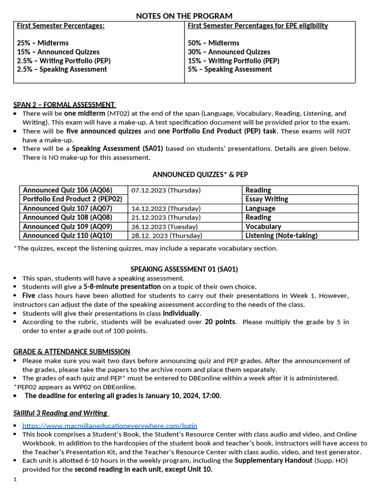 2023-24 Notes On The Program 1-2 | PDF
