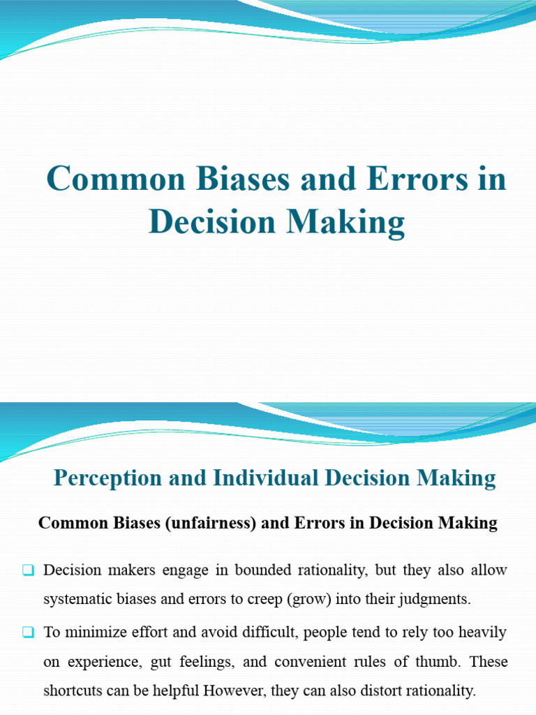 Common Biases and Errors in Decision Making | PDF