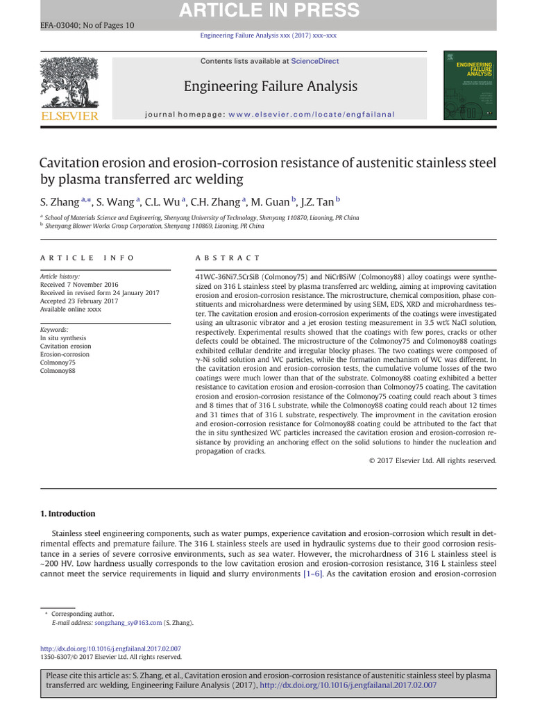 Cavitation erosion and erosion-corrosion resistance of austenitic ...