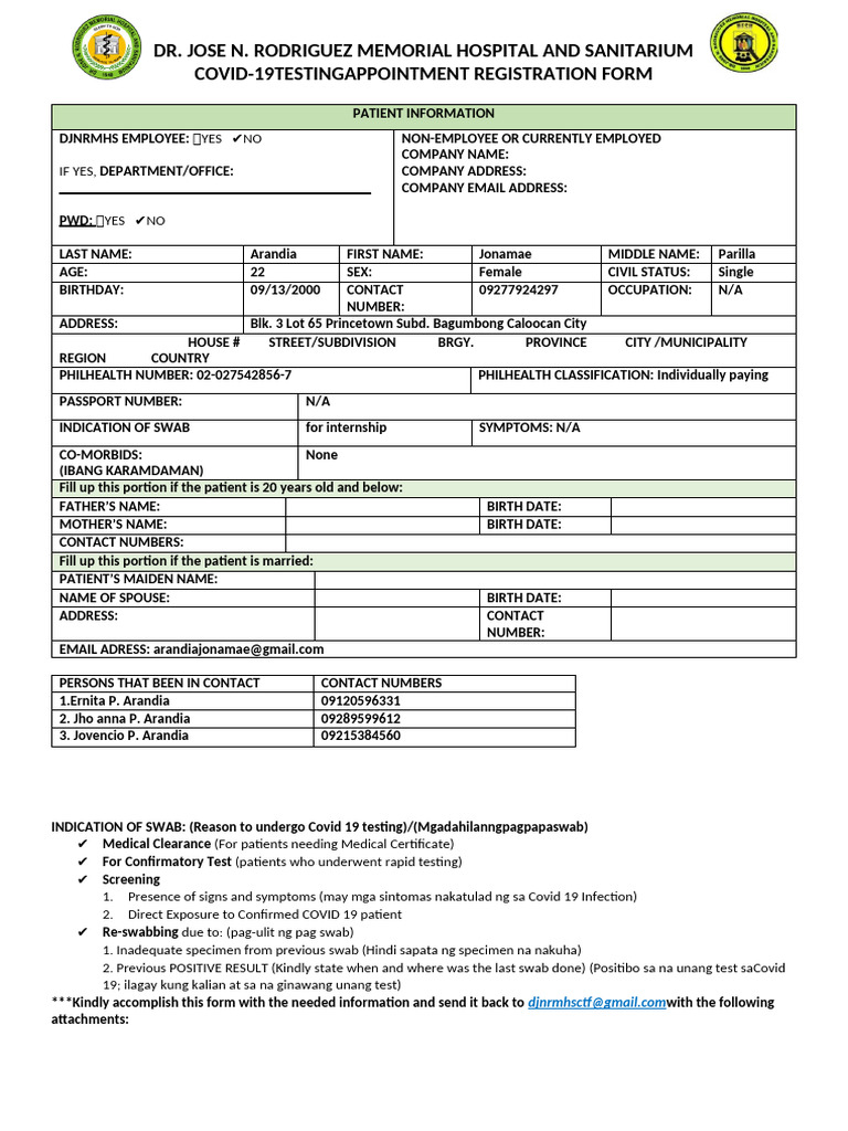 APPOINTMENT APPLICATION FORM | PDF