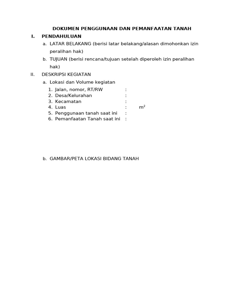 Format Dokumen Penggunaan Dan Pemanfaatan Tanah | PDF
