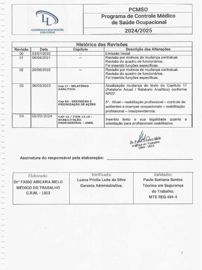 Pcmso LL 2024.2025 Atualizado | PDF