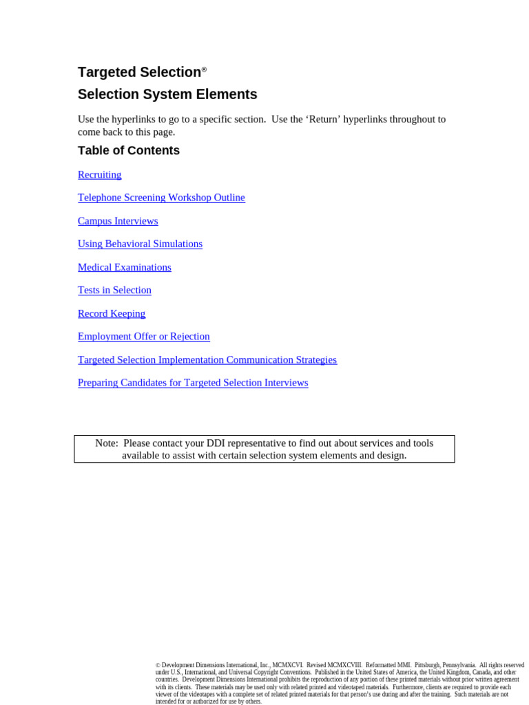 Selection System Elements | PDF