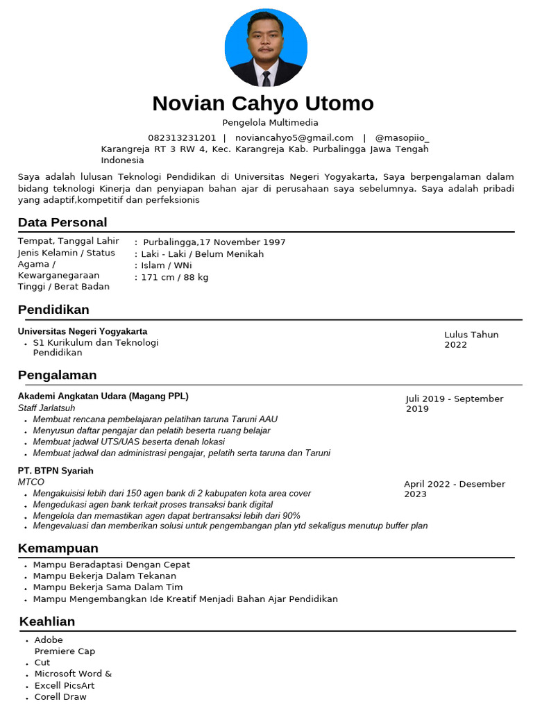 CV Novian Cahyo Utomo | PDF