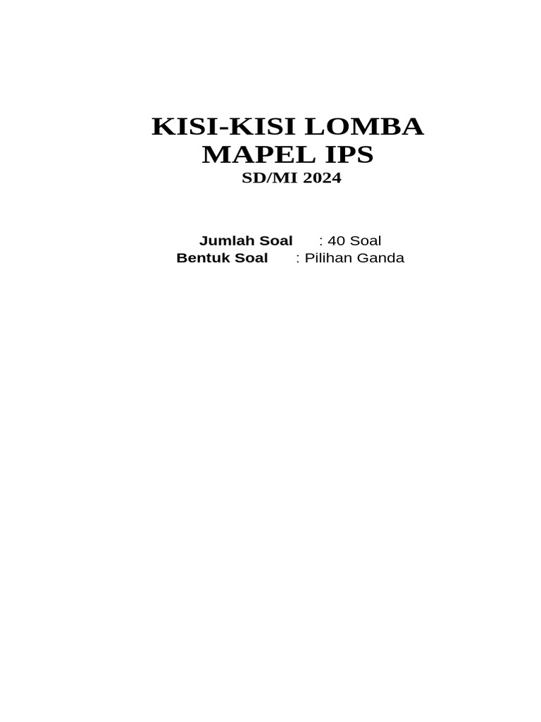KISI-KISI LOMBA MAPEL IPS 2024 | PDF