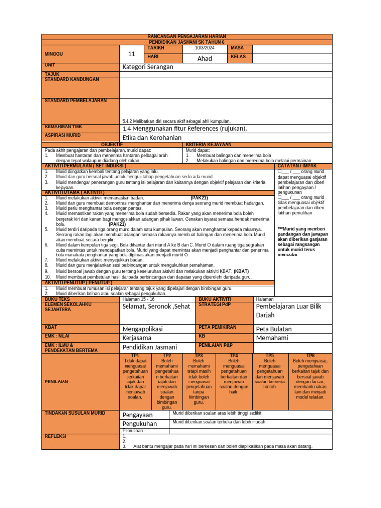 m11 RPH PJ THN 6 2024-2025 by Cikgu Gorgeous | PDF