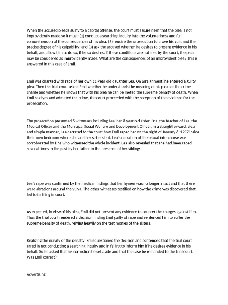 Improvident Plea | PDF