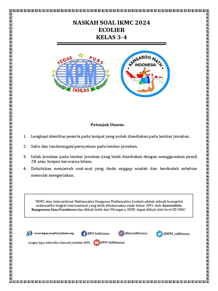 2 2024 IKMC - Ecolier (3-4) - Finalized - IDN | PDF