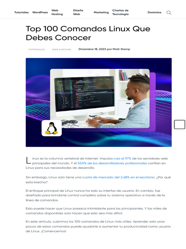 Top 100 Comandos Linux (Que Debes Conocer) - DreamHost | PDF
