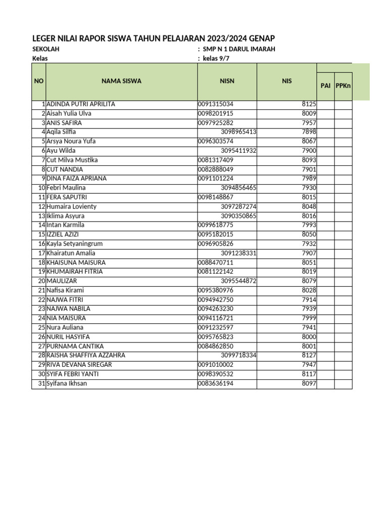 Leger - 20232 - Kelas 9 - 7 | PDF