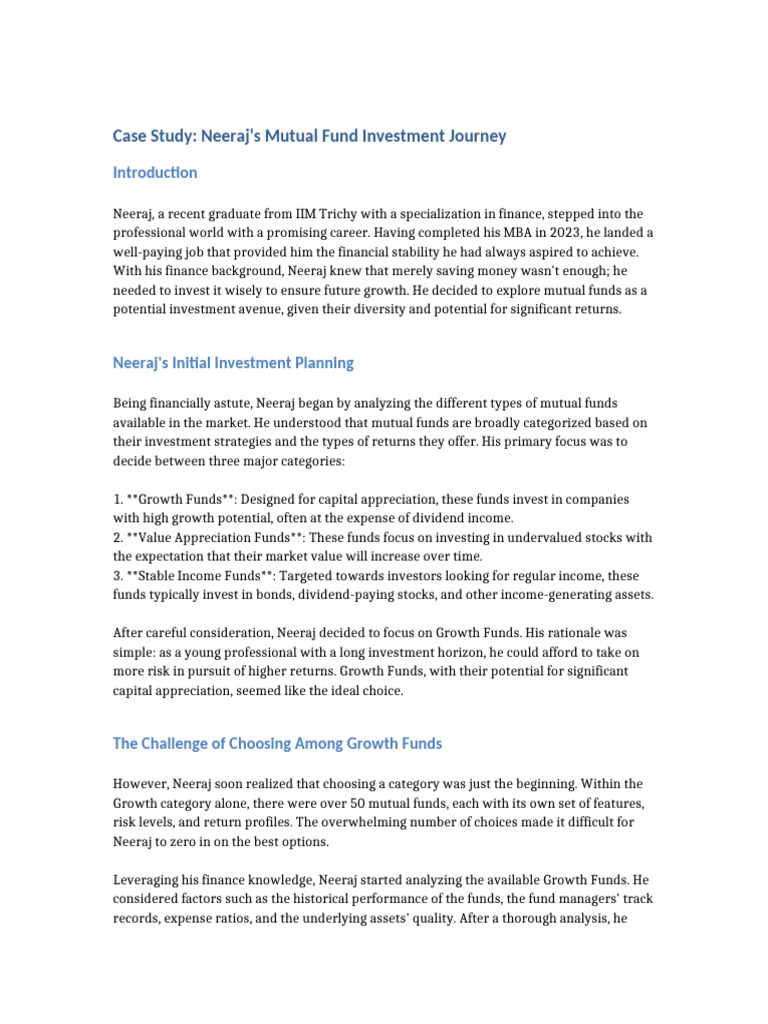 Neeraj Mutual Fund Case Study | PDF