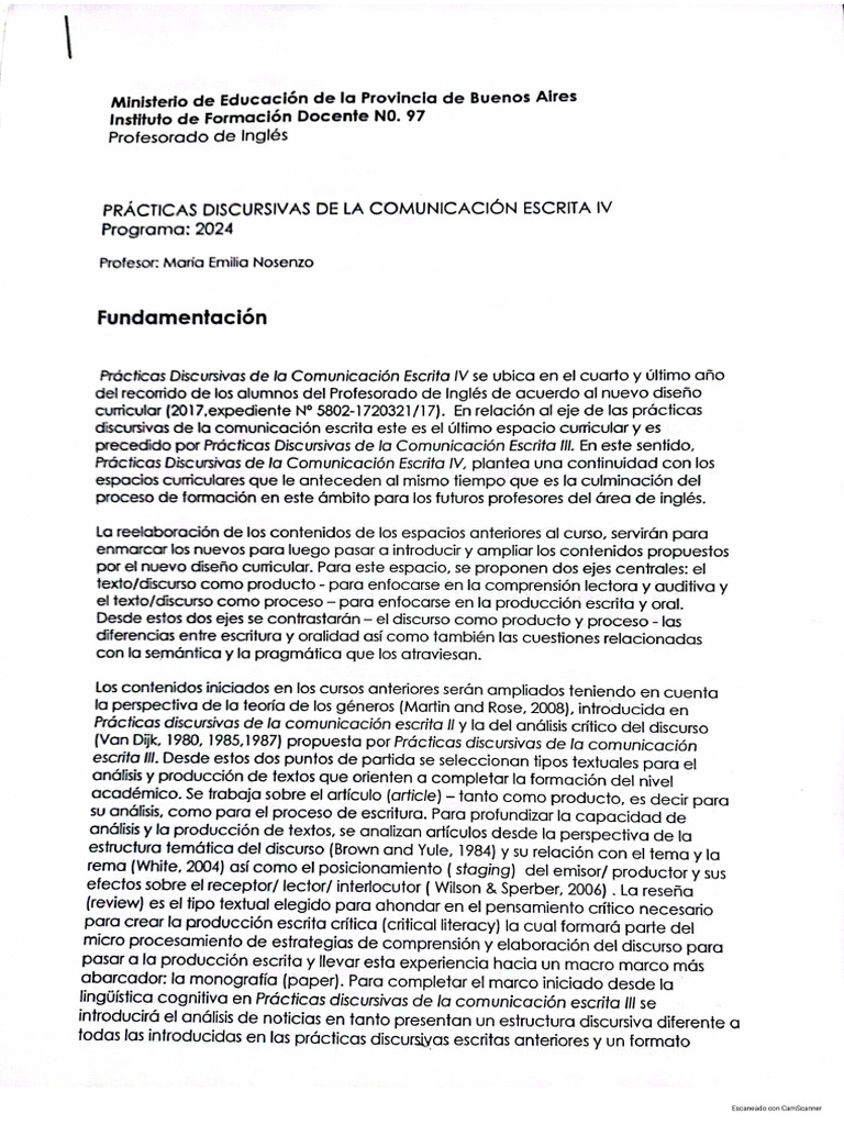 Programa Escrita IV | PDF