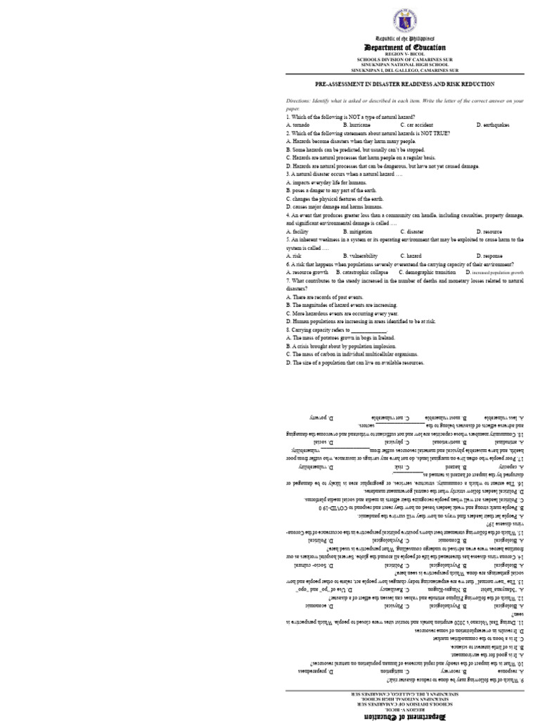 PRE-ASSESSMENT - Booklet | PDF
