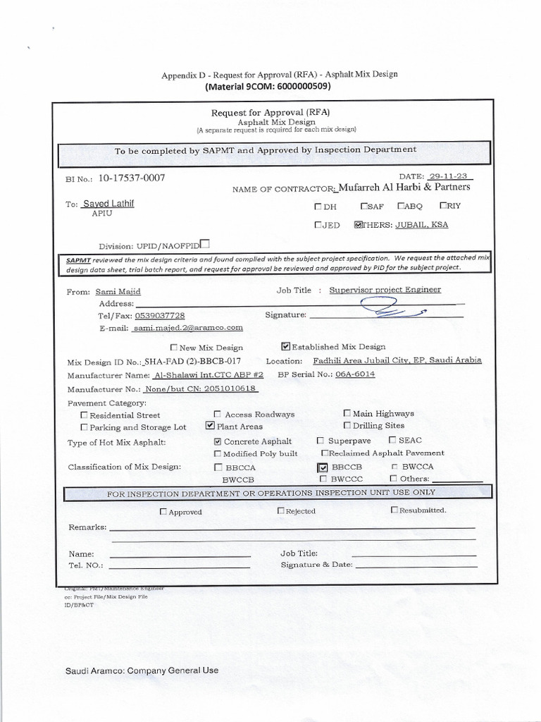 Appendix D For Shalawi Asphalt Batch Plant Conventional Asphalt Class B ...