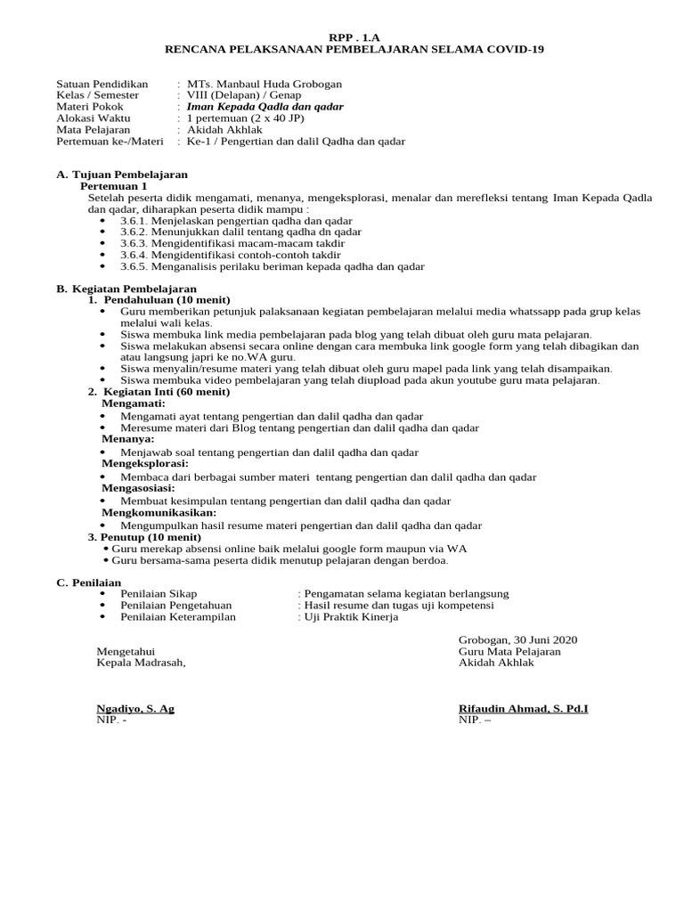 RPP Kls 9 AA SMT 2 | PDF