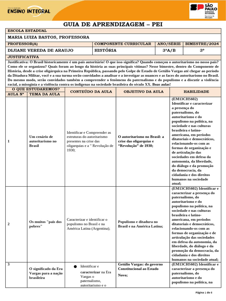 Guia de Aprendizagem 3 Bimestre | PDF