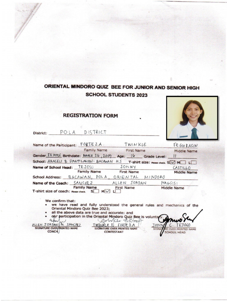 Pola District SHS Mahal Tana Quiz Bee | PDF