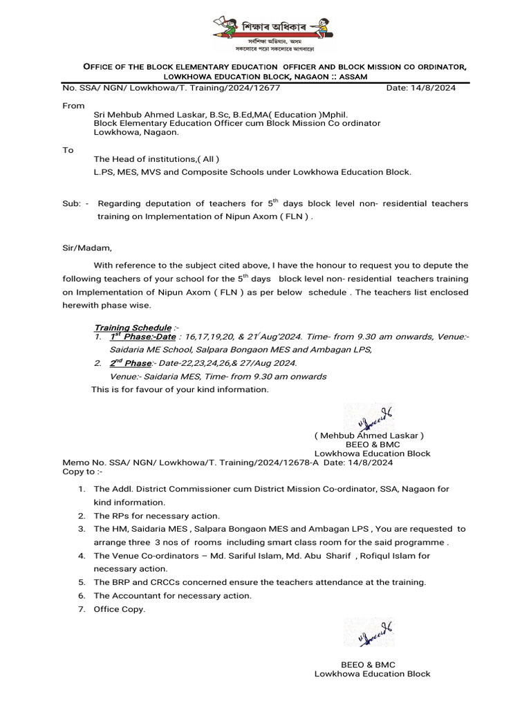 FLN Training Order 2024 | PDF | Career & Growth
