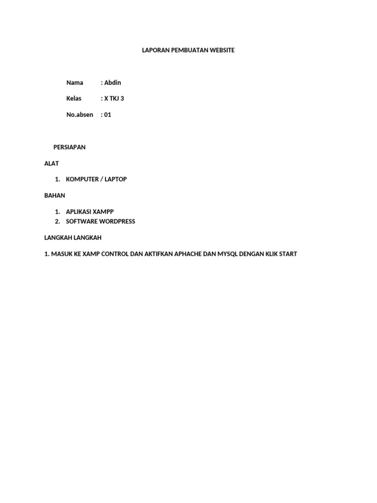 Laporan Pembuatan Website Pdf
