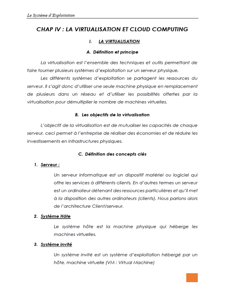 Chap4 La Virtualisation Et Cloud Computing | PDF