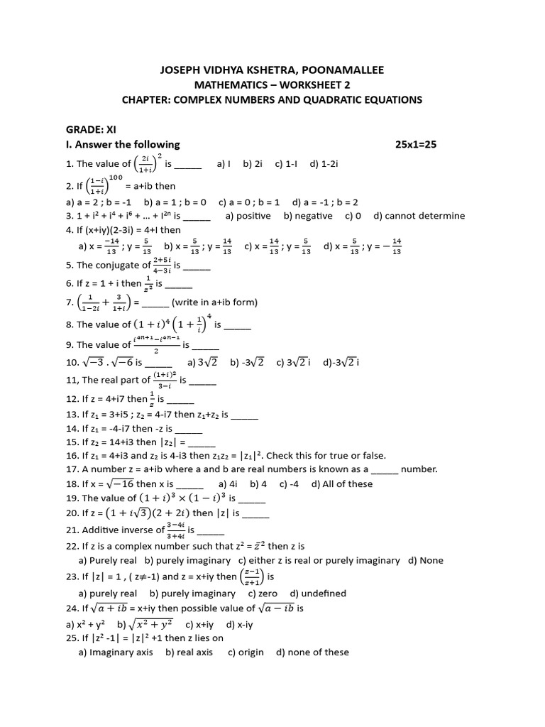 CBSE G 11 Worksheet 2 Maths | PDF