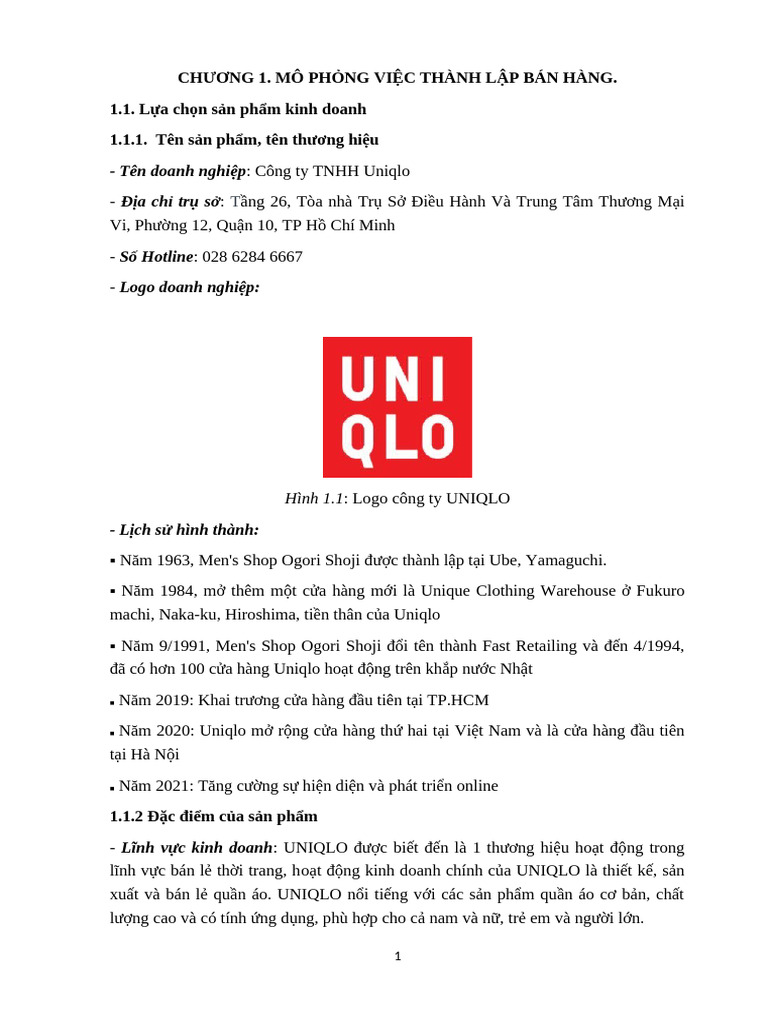 quản trị bán hàng - uniqlo | PDF