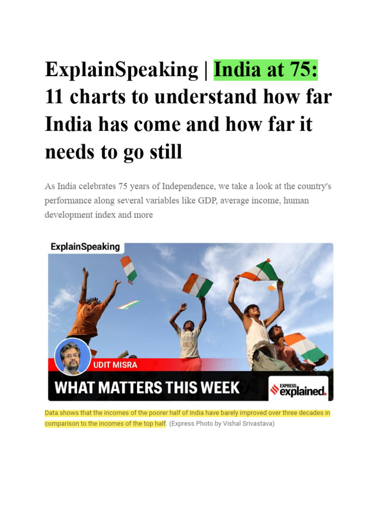ExplainSpeaking India at 75 11 Charts To Understand How Far India | PDF