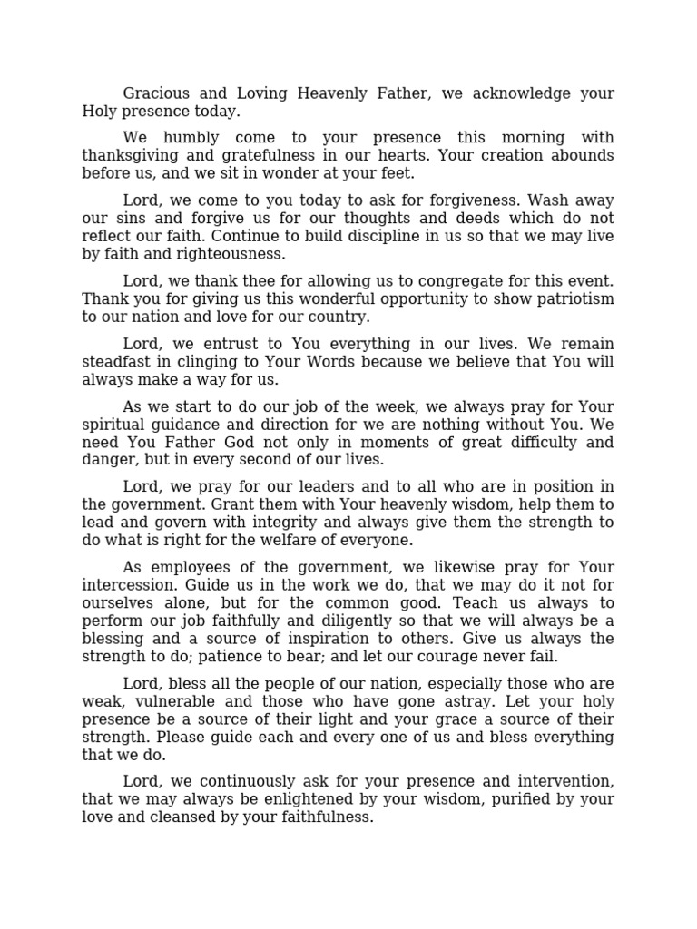 Prayer For Flag Raising | PDF