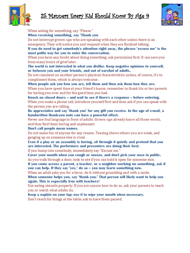 Manners | PDF
