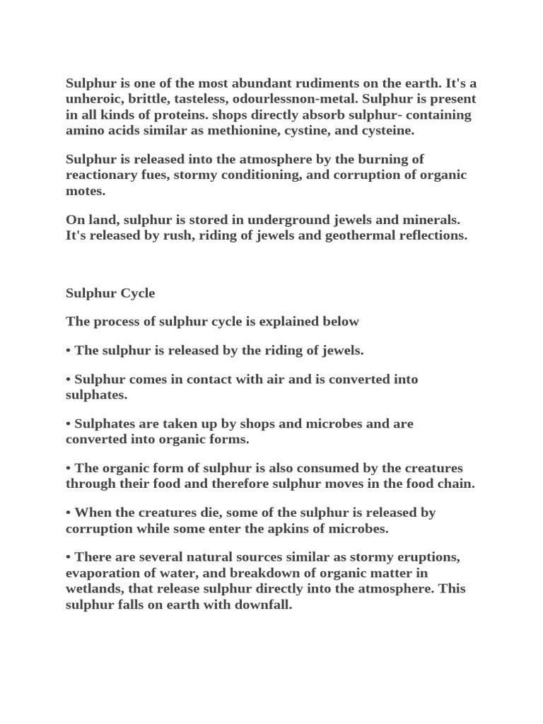 Sulphur Is One of The Most Abundant Rudiments On The Earth | PDF ...