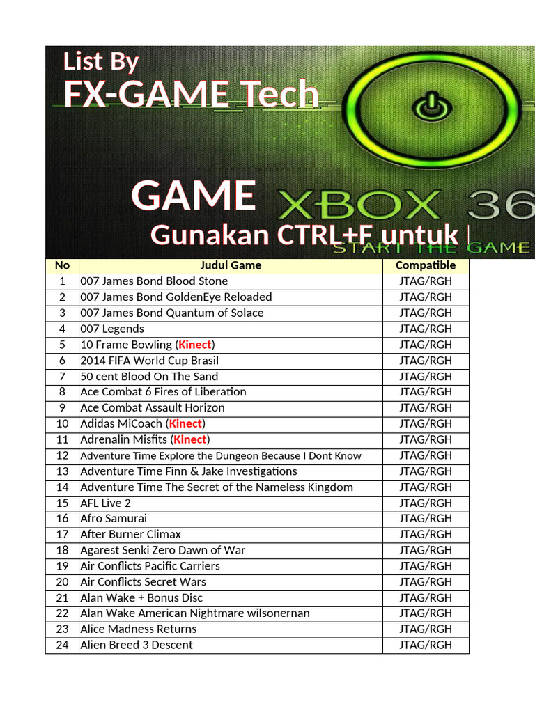 Katalog Game XBOX360-Excel | PDF