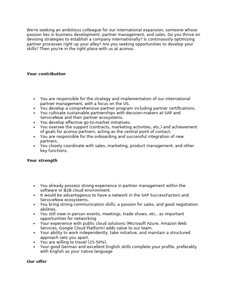 Aconso Alliances Manager | PDF