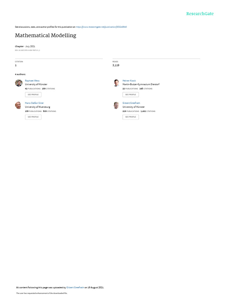 Wess2021 Chapter MathematicalModelling | PDF | Mathematics | Conceptual ...