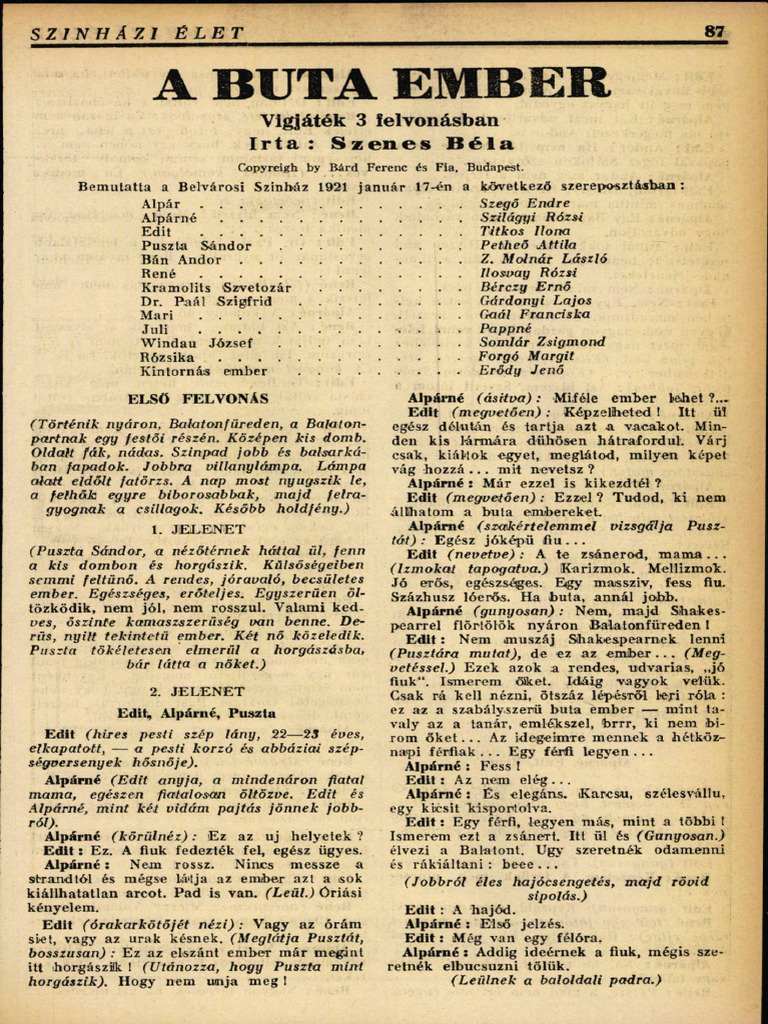 A Buta Ember - Szenes Béla | PDF