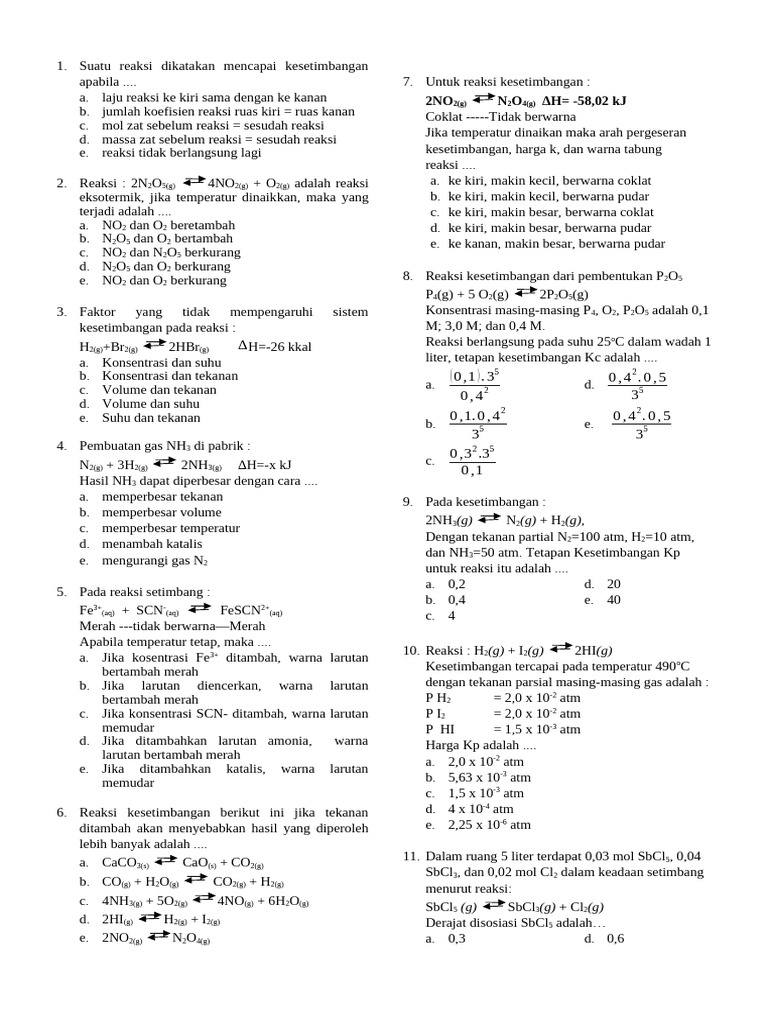 Kesetimbangan Kimia 2 | PDF
