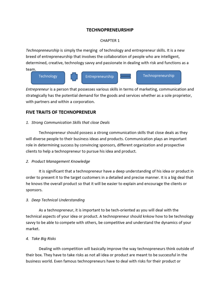 Techno Chapter 1 | PDF