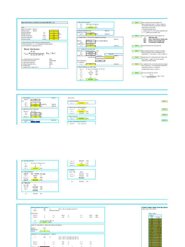 Pipes. Wall thickness calculation according ASME B31.3 | PDF