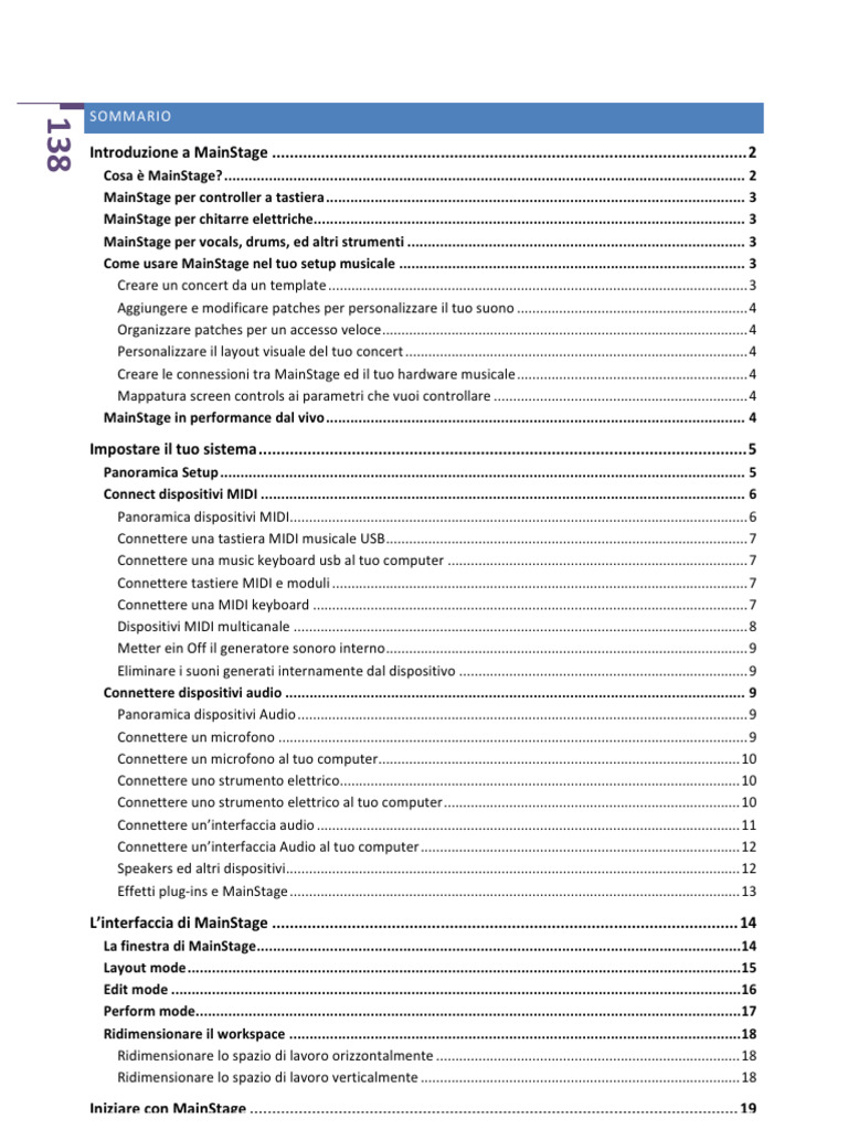 Mainstage Indice | PDF