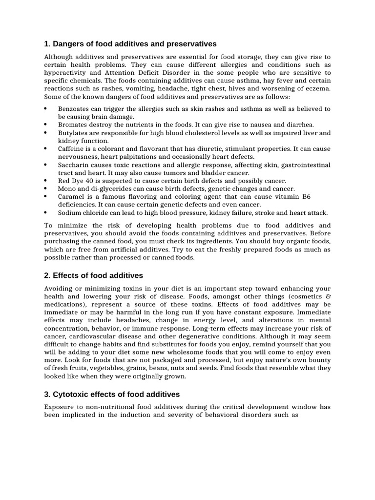 Food Additives and Safety | PDF