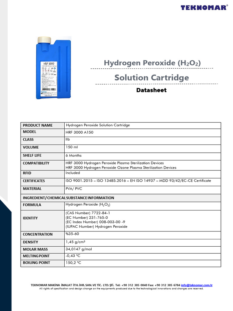 Hydrogen Peroxide Cartridge Sterilizing Agent | PDF