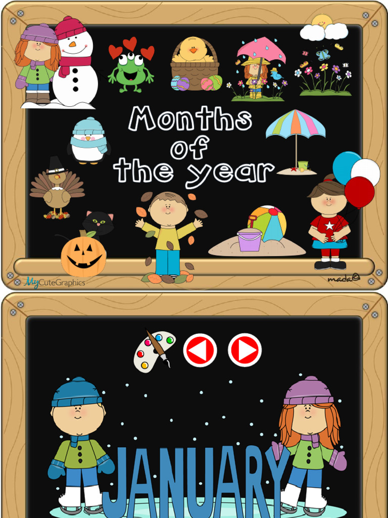 Months of The Year Vocabulary With Sound Flashcards Picture Description ...