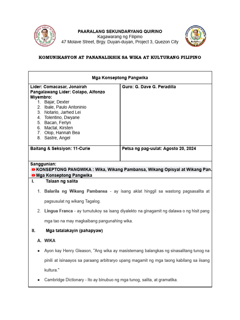 Hand Outs - Pangkat 1 | PDF