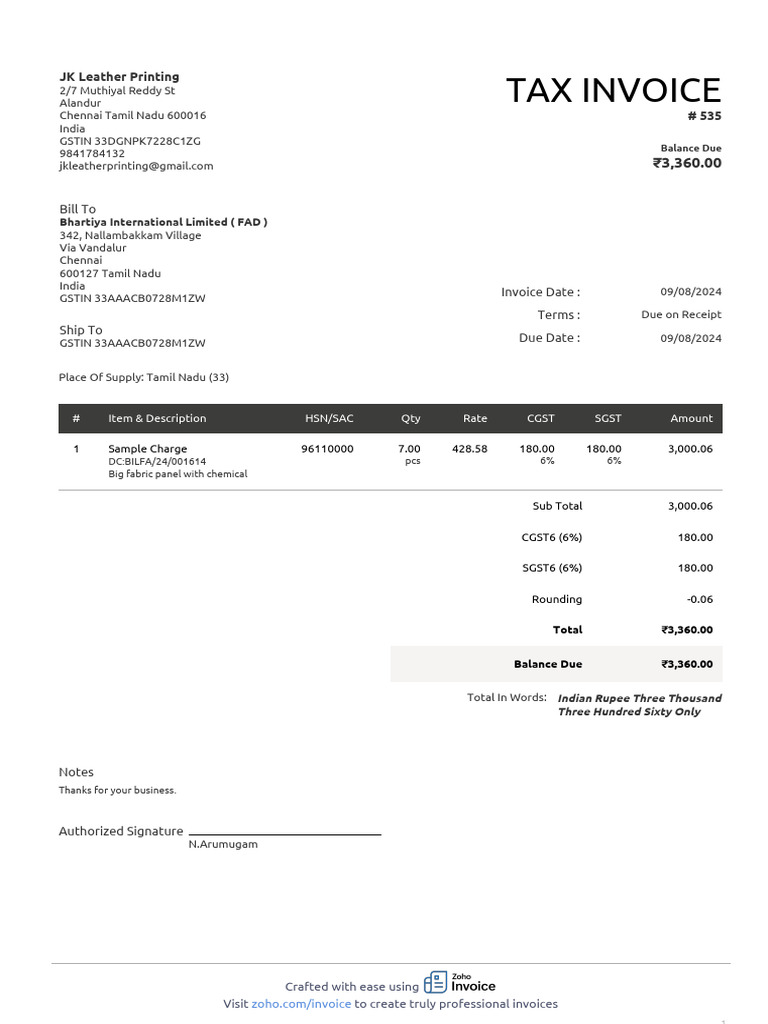 Tax Invoice: Bill To | PDF