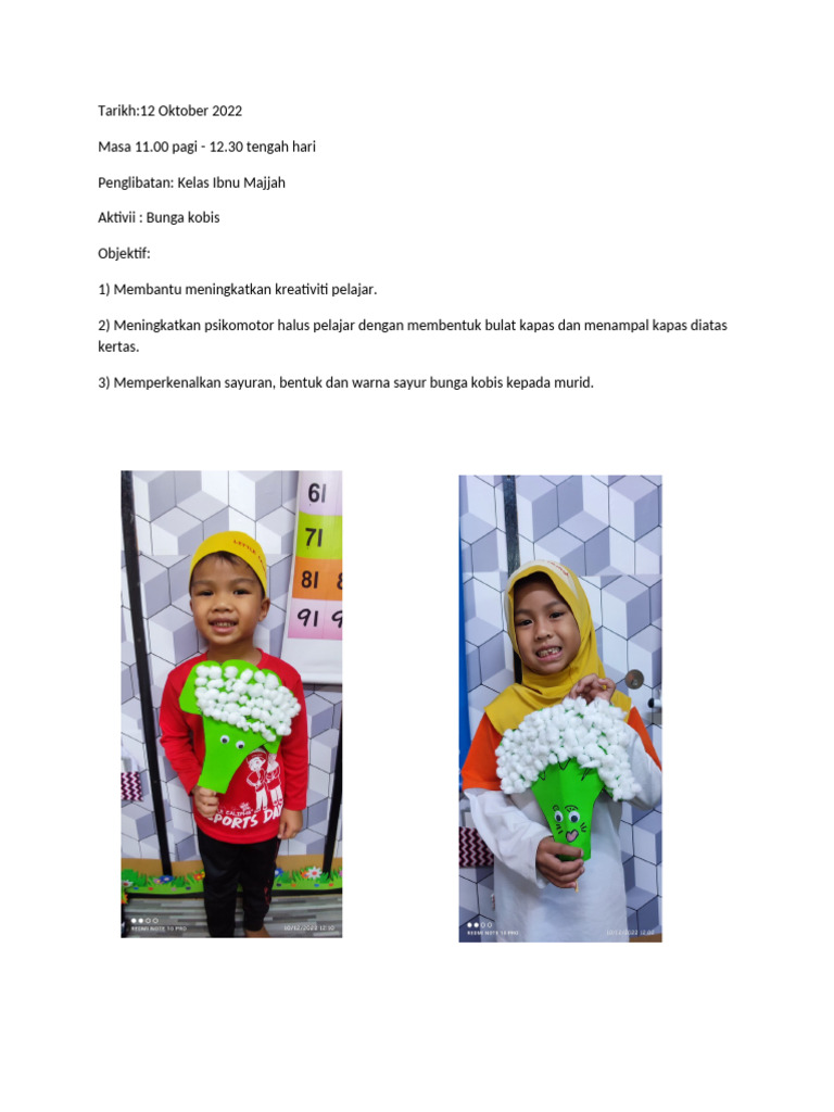 Laporan Kelas Seni Tadika | PDF