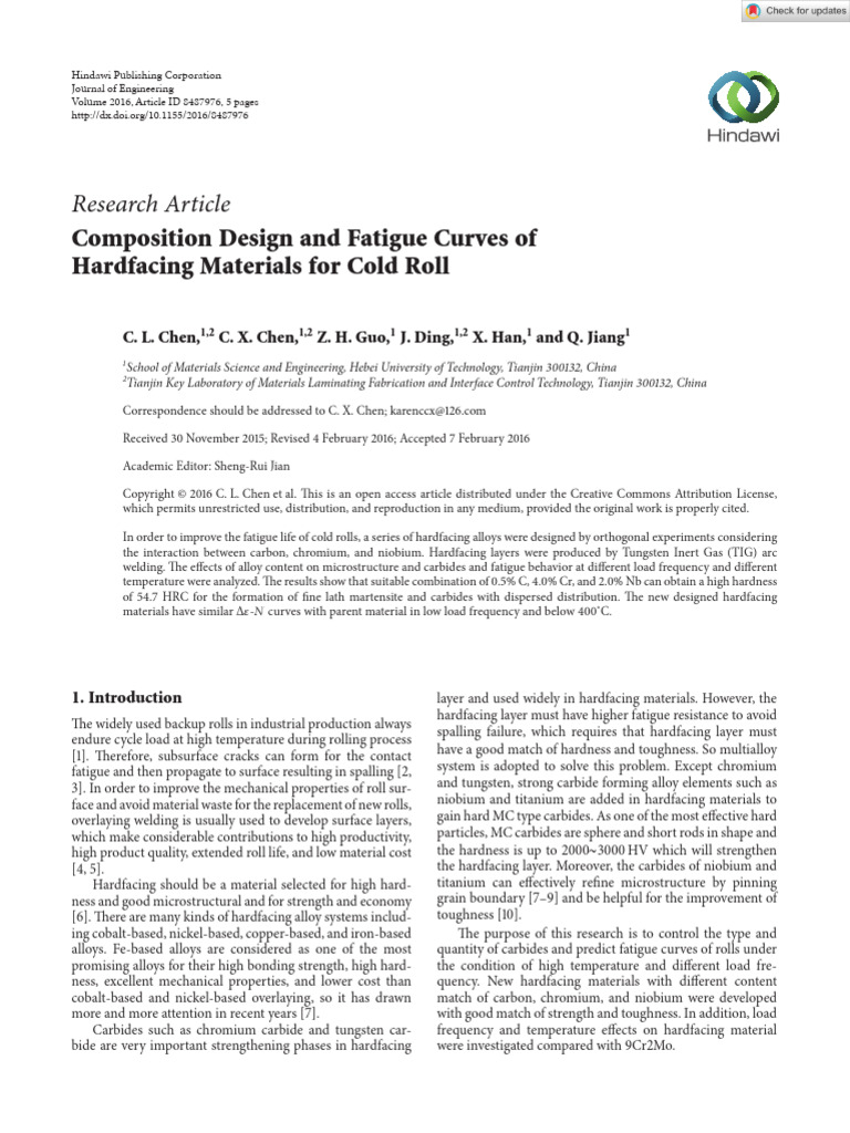 2016 - Chen - Composition Design and Fatigue Curves of Hardfacing ...