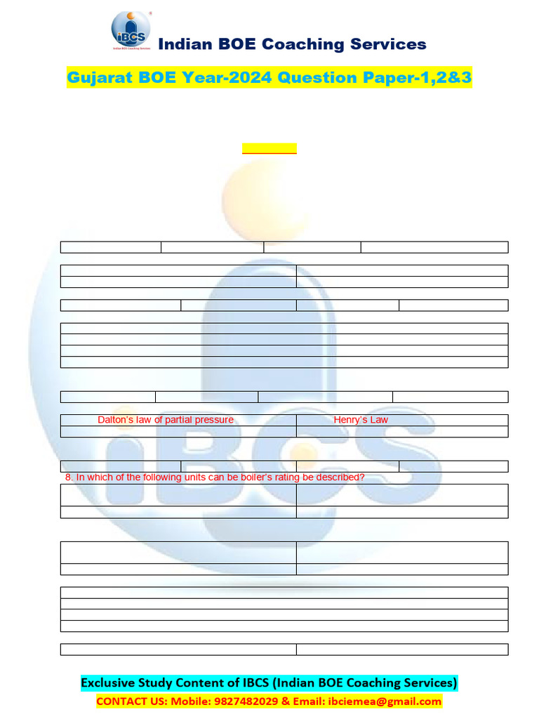 Gujarat BOE-2024 Paper-1,2&3 | PDF | Boiler | Steam