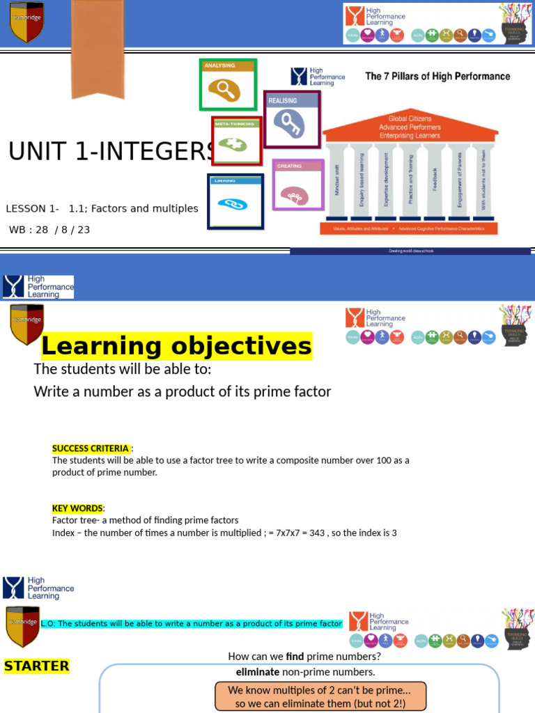 Lesson 1 - Factors and Multiples 1.1-Yr8 | PDF