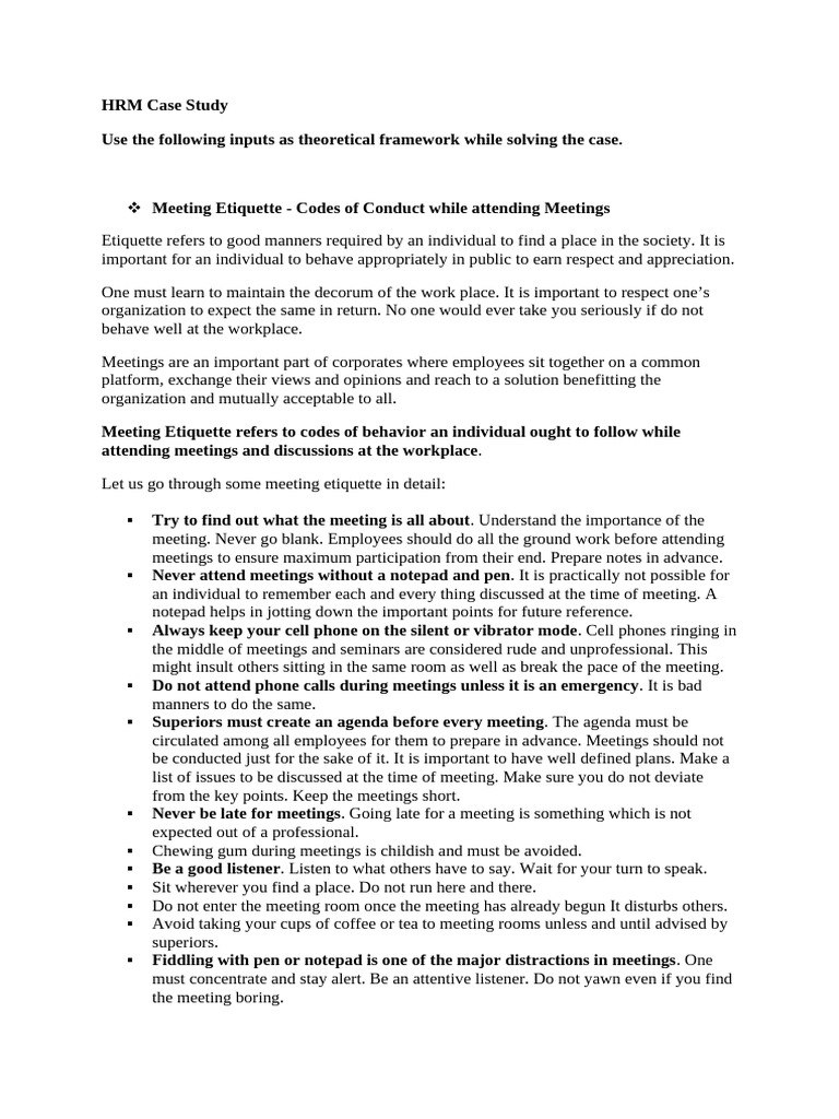 HRM Case Study | PDF